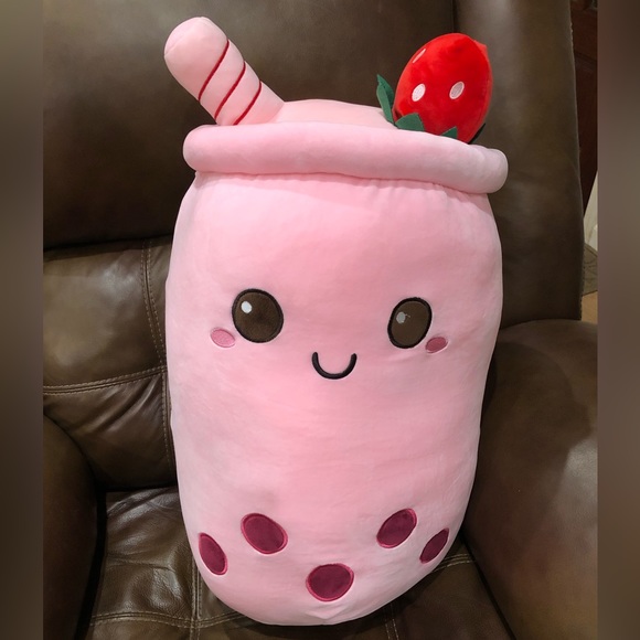Bedding | New Strawberry Boba Squish Pillow | Poshmark